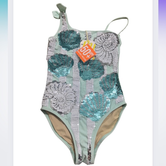 Swim | New Girls One Piece Seashell Sequin Swimsuit Size 8 | Poshmark